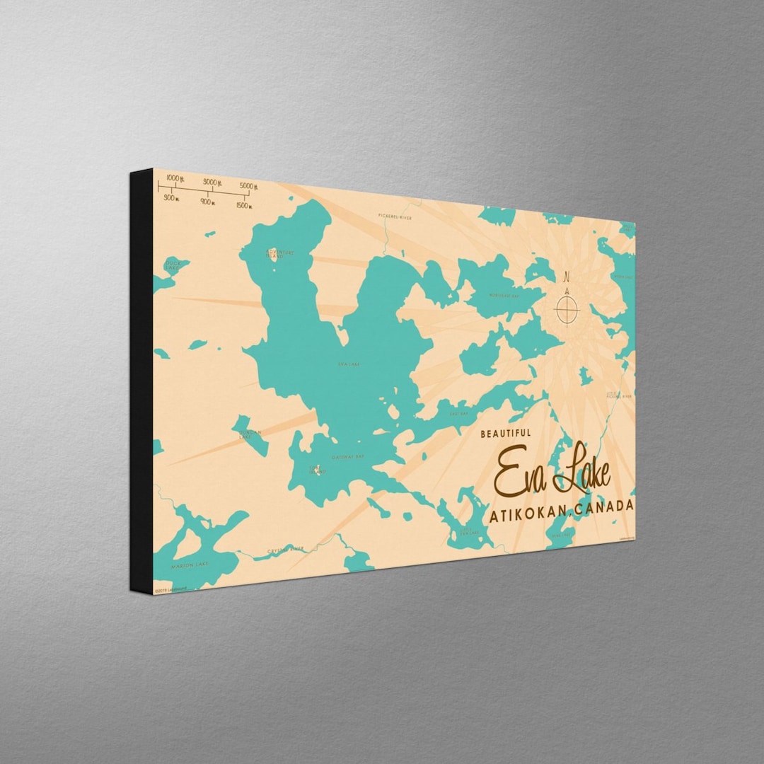 Eva Lake Ontario Map Canvas, Pillow, Blanket From Illustration by ...