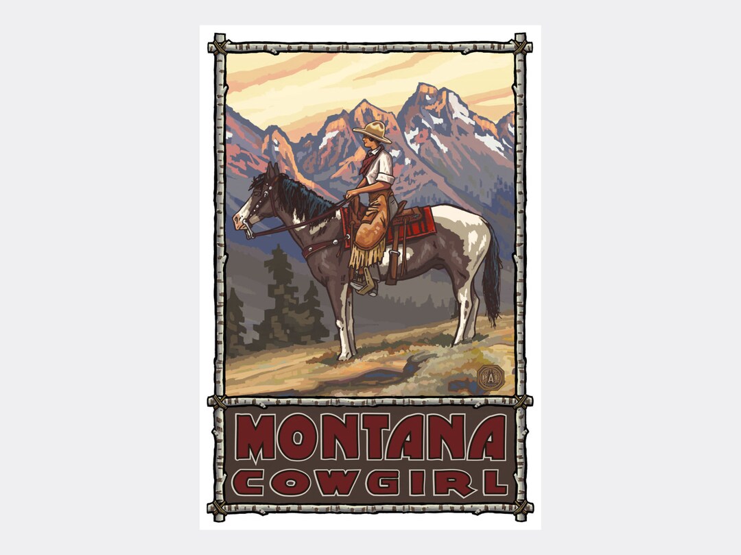 Montana Lady Ranch Hand Giclee Art Print Poster From Travel Artwork by ...