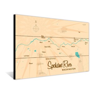 Spokane River Washington Map Giclee Art Print Poster From Illustration ...