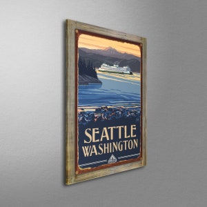 Seattle Washington Ferry Giclee Art Print Poster From Travel Artwork by ...