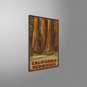 California Redwoods Trees Giclee Art Print Poster From Travel Artwork ...