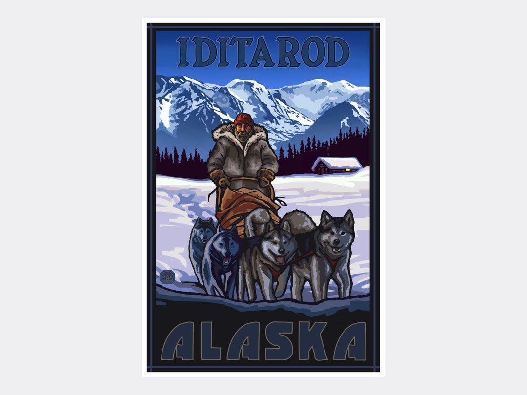 Iditarod Alaska Sled Dogs Giclee Art Print Poster From Travel Artwork ...