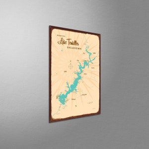 Lake Tenkiller Oklahoma Map Giclee Art Print Poster From Illustration ...
