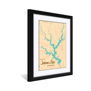 Jackson Lake Georgia Map Giclee Art Print Poster From Illustration by ...