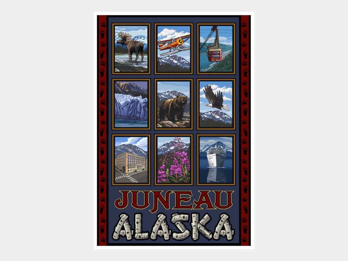 Juneau Alaska Collage Giclee Art Print Poster From Travel - Etsy