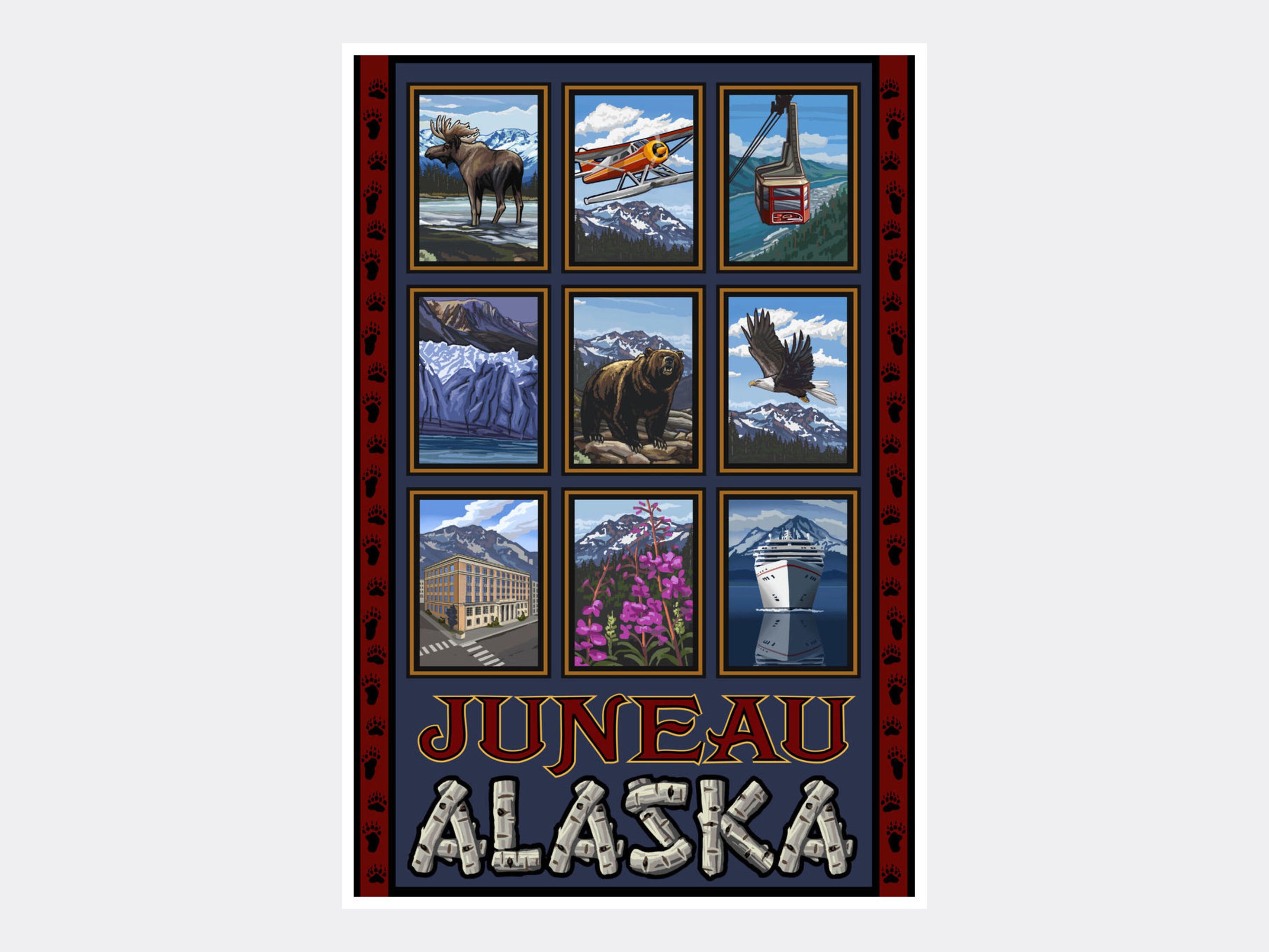 Juneau Alaska Collage Giclee Art Print Poster From Travel Artwork by ...