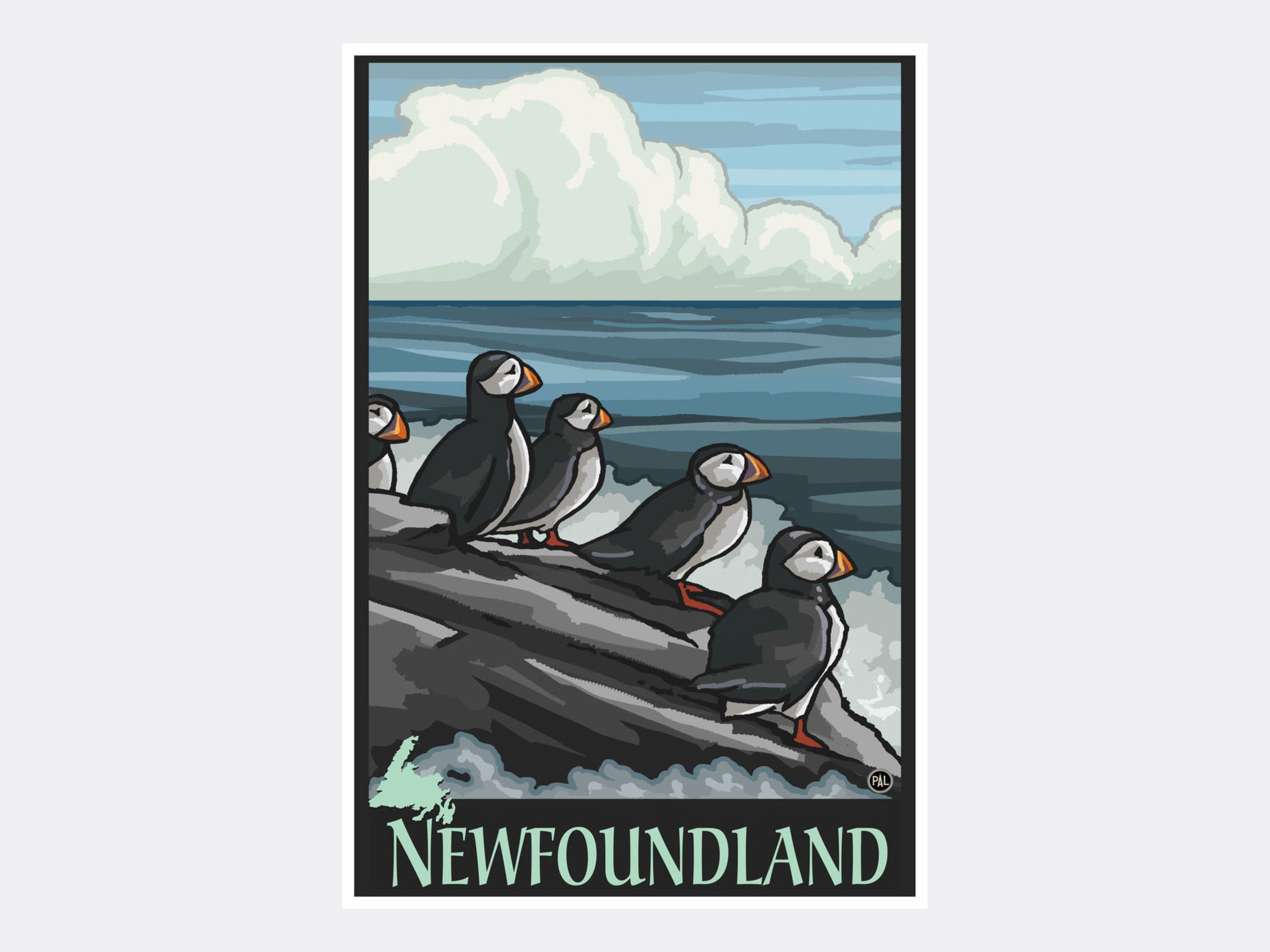Newfoundland Canada Puffins Giclee Art Print Poster From Travel Artwork ...