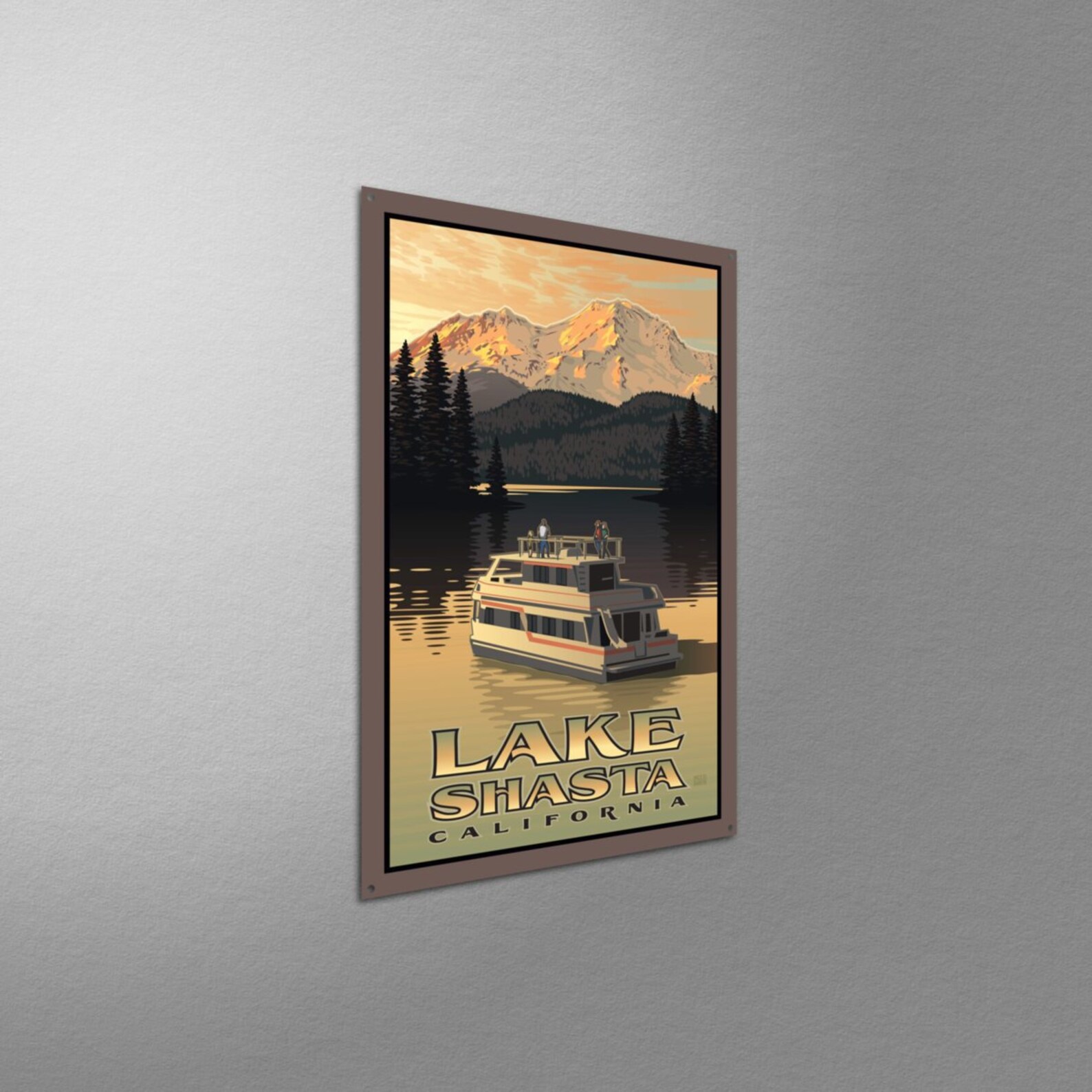 Lake Shasta Houseboat Art Print: California Travel Poster - Etsy