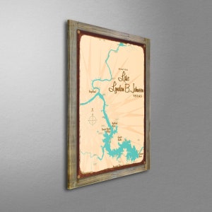 Lake LBJ Texas Map Giclee Art Print Poster From Illustration by ...
