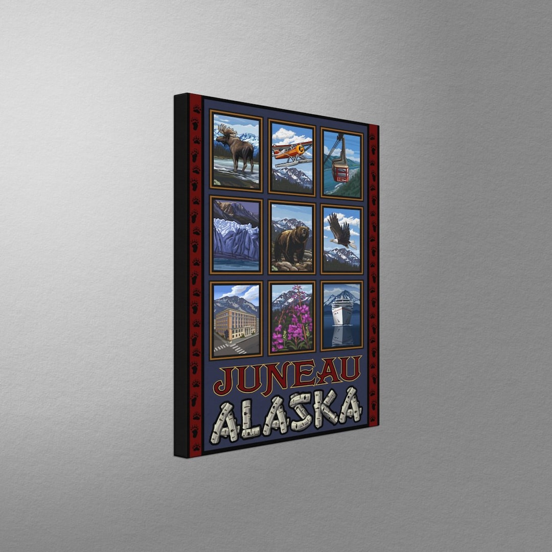 Juneau Alaska Collage Stretch Canvas, Pillow, Blanket From Travel ...
