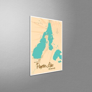 Payette Lake Idaho Map Giclee Art Print Poster From Illustration by ...