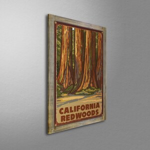 California Redwoods Trees Giclee Art Print Poster From Travel Artwork ...