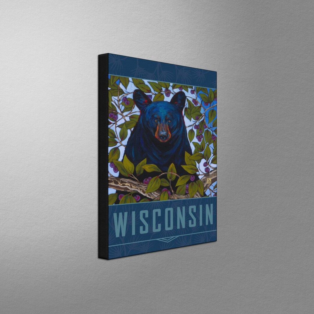 Wisconsin Berry Bear Canvas, Pillow, Blanket From Oil Painting by ...
