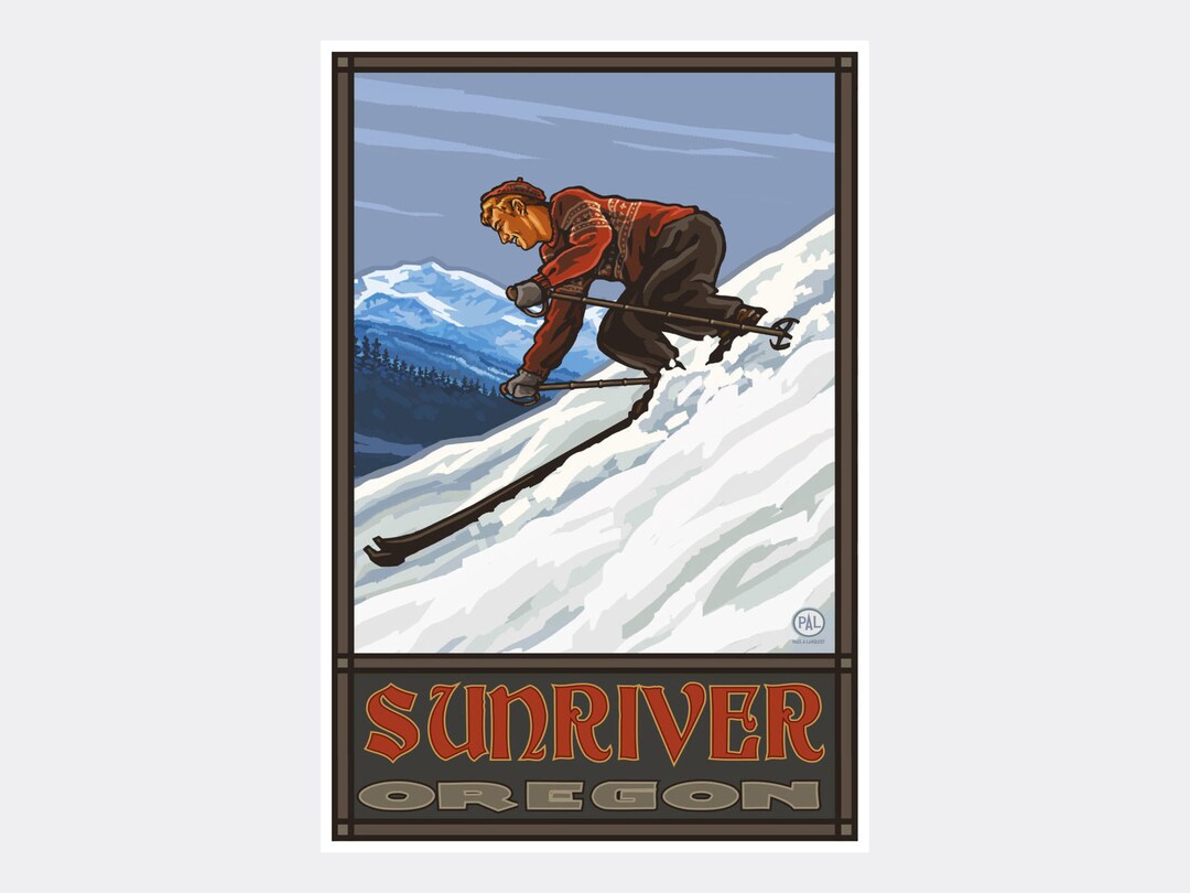 Sunriver Oregon Ski Poster: Vintage Travel Art Print by Paul A ...