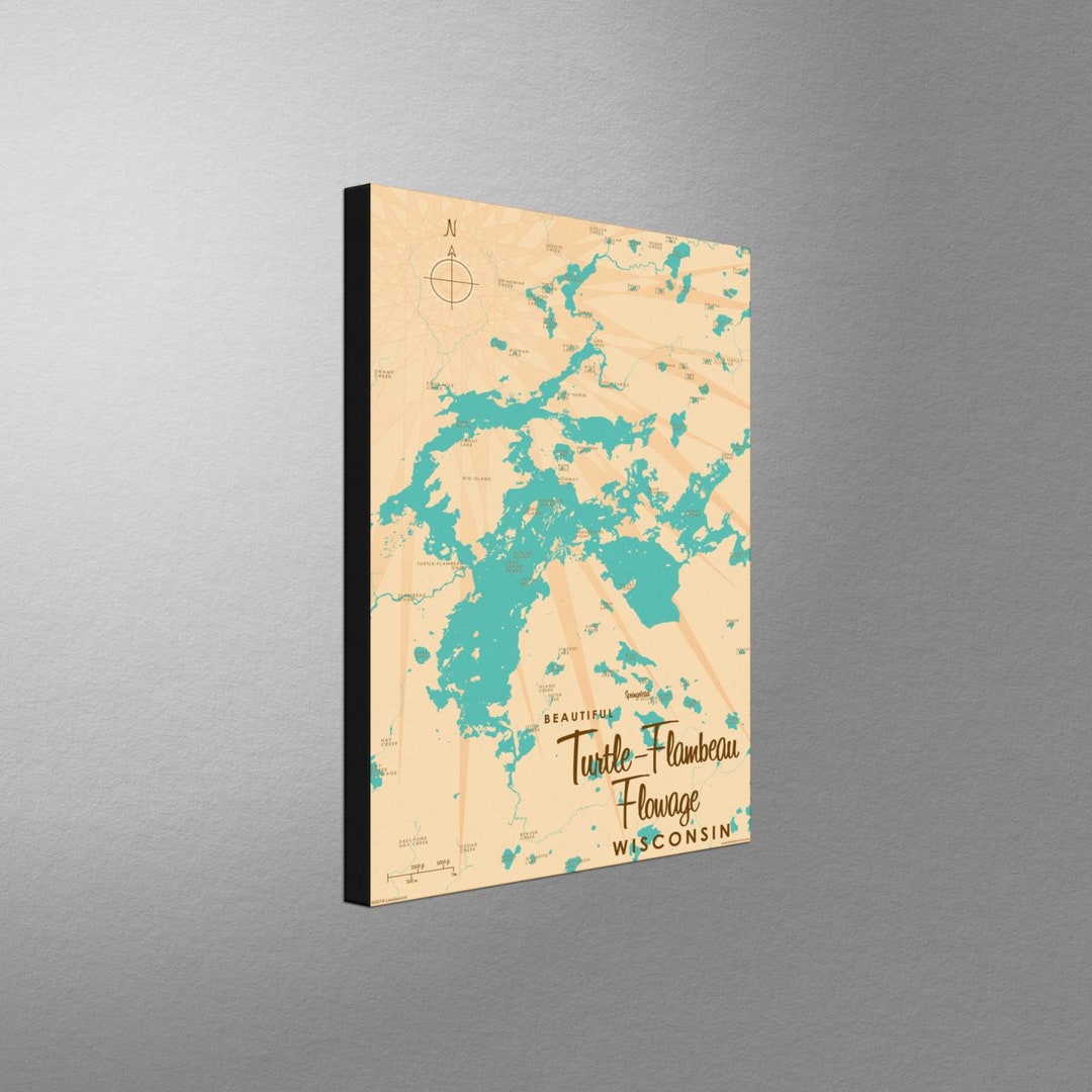 Turtle-flambeau Flowage Wisconsin Map Canvas, Pillow, Blanket From ...