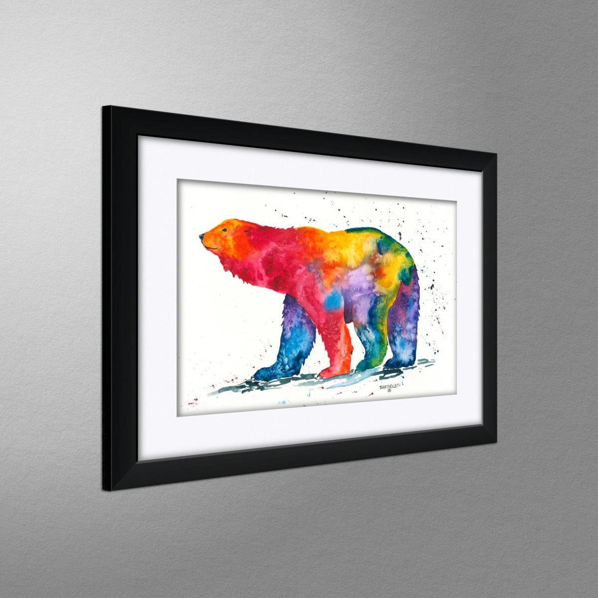 Rainbow Polar Bear Giclee Art Print Poster From Watercolor by Artist ...
