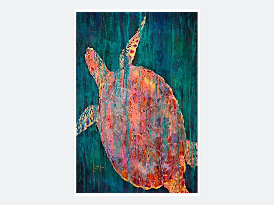 Sea Turtle Giclee Art Print Poster From Artwork by Artist Lisa Sofia ...