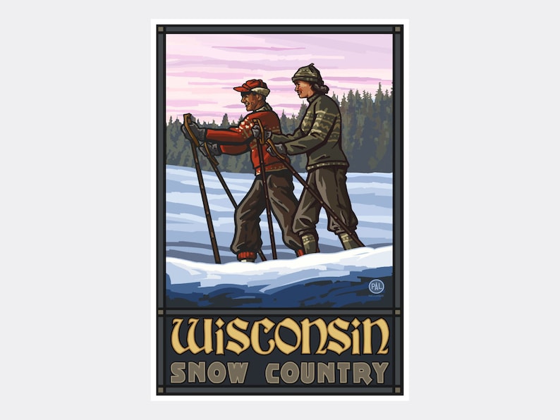 Wisconsin Cross Country Skiers Forest Giclee Art Print Poster - Etsy
