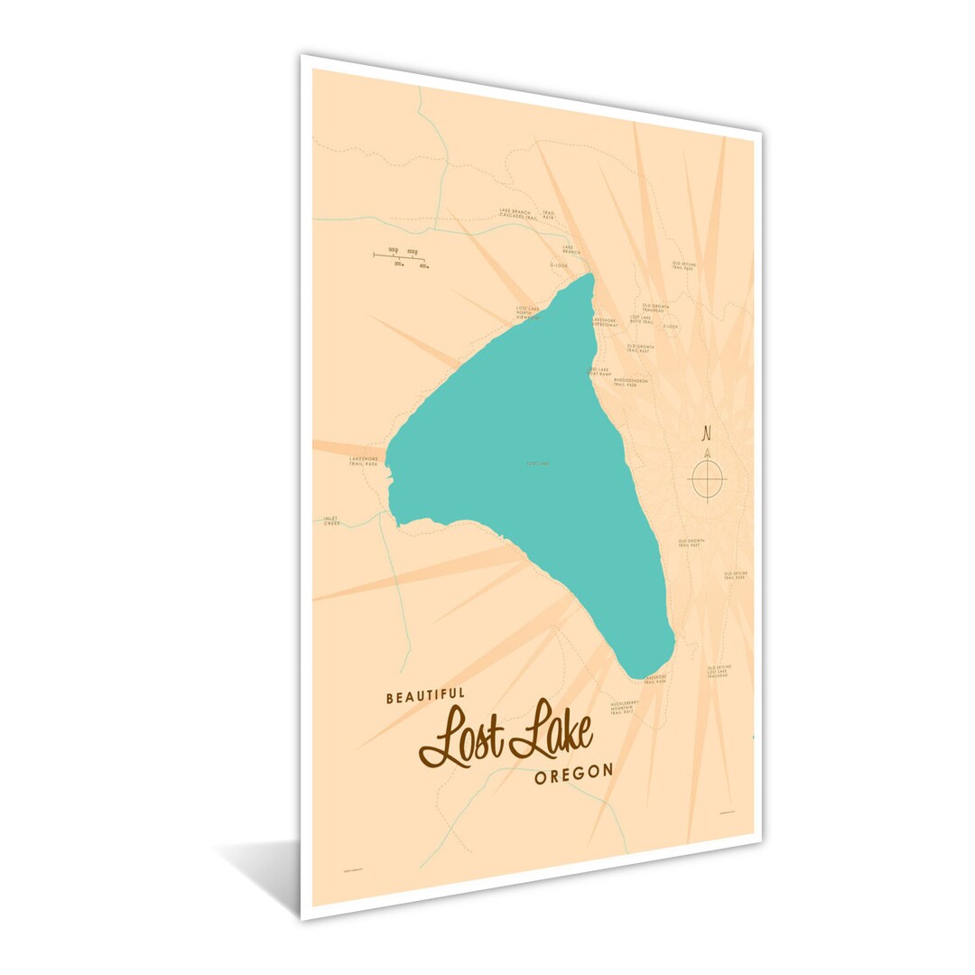 Lost Lake Oregon Map Giclee Art Print Poster by Lakebound - Etsy