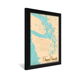 Olympic Peninsula Map Giclee Art Print Poster From Illustration by ...