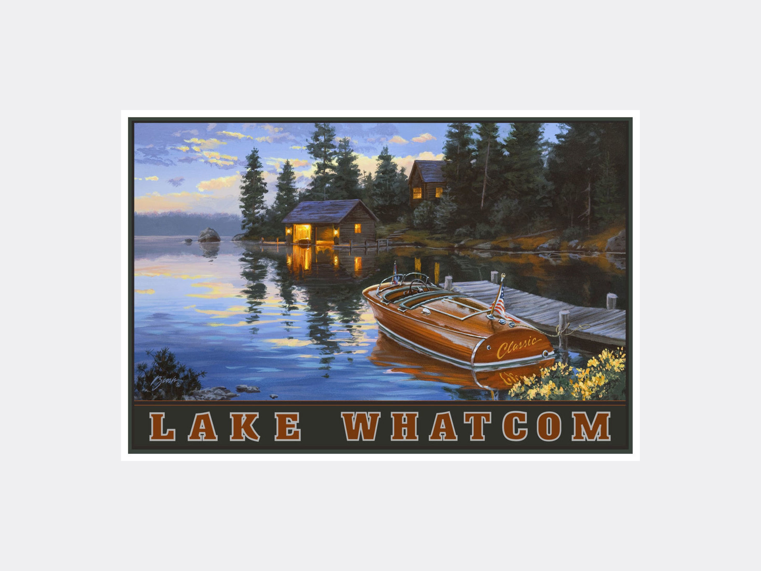 Lake Whatcom Cabin Giclee Art Print Poster From Original | Etsy