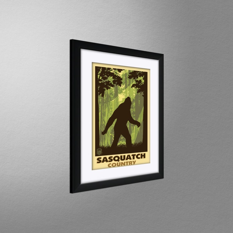 Sasquatch Country Giclee Art Print: Bigfoot Shadow Travel Poster - Etsy