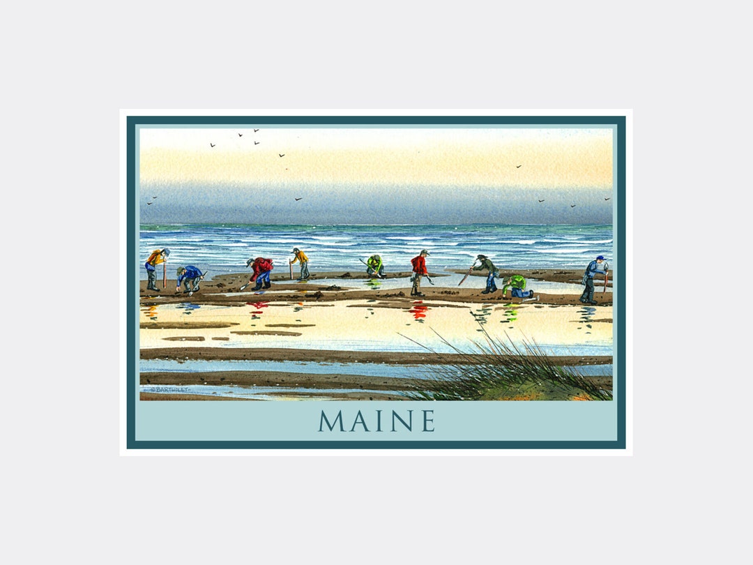Maine Clam Diggers Giclee Art Print Poster From Watercolor by Artist ...