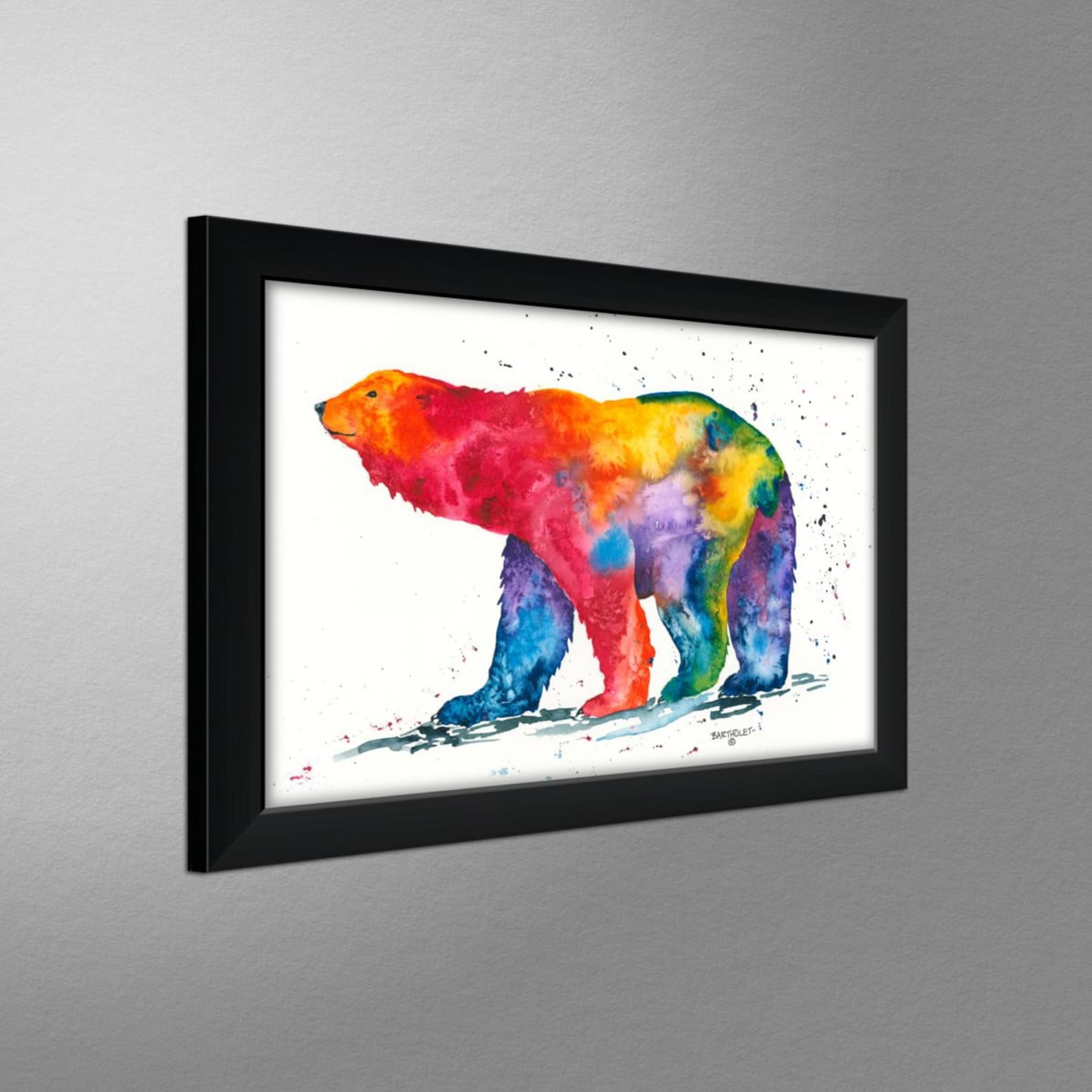 Rainbow Polar Bear Giclee Art Print Poster From Original | Etsy