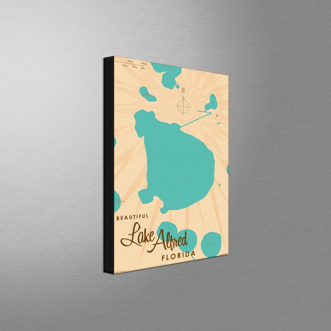 Lake Alfred Florida Map Canvas, Pillow, Blanket From Illustration by ...