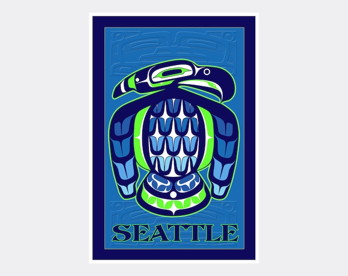 Seattle Seahawk Giclee Art Print Poster From Original Illustration by ...