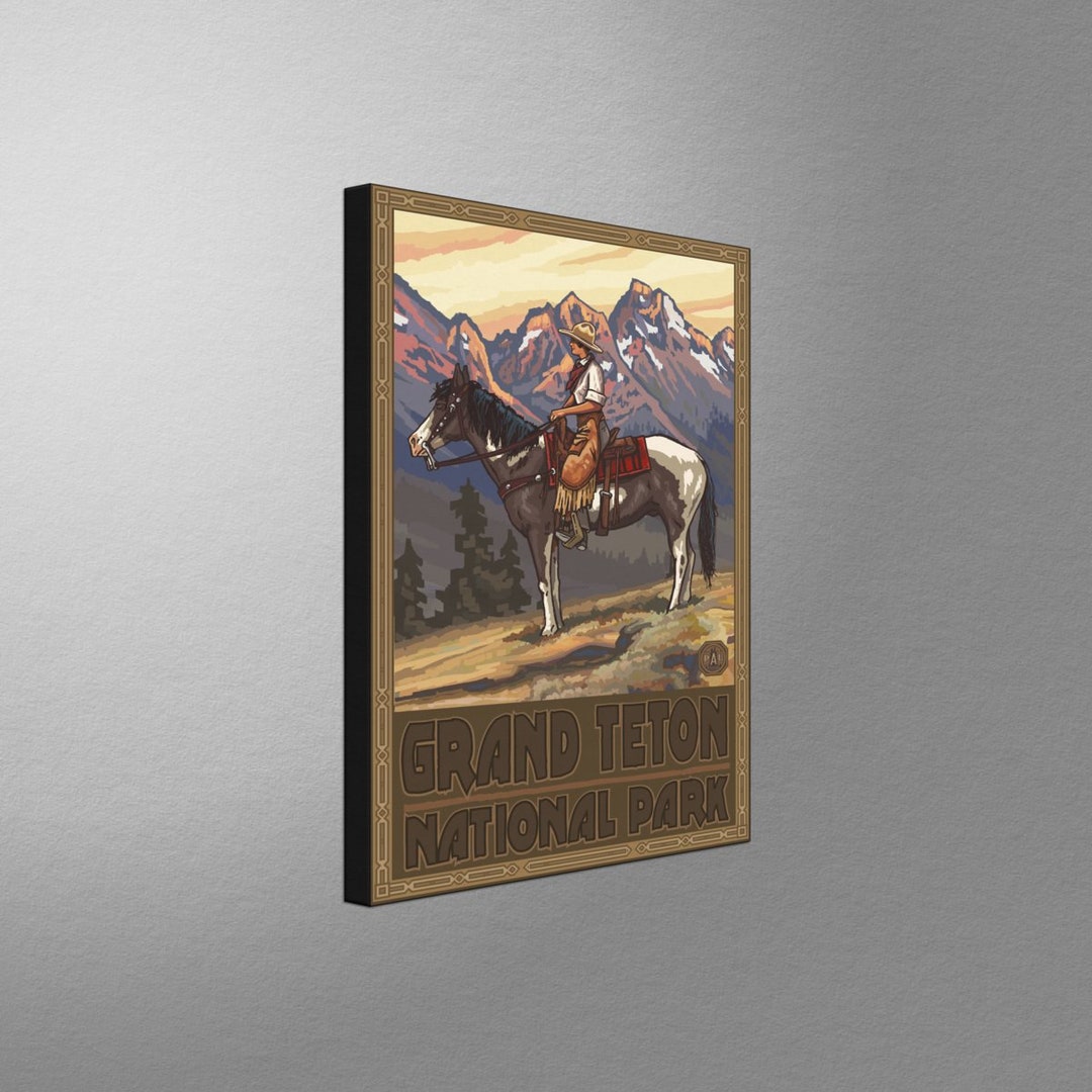 Grand Teton National Park Lady Ranch Hand Stretch Canvas - Etsy