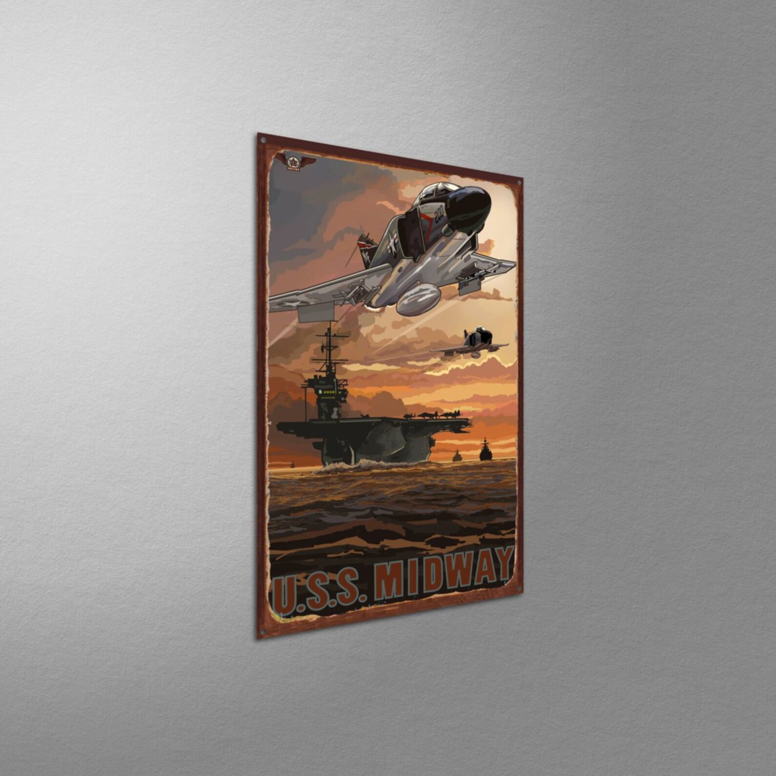 F-4 & USS Midway Giclee Art Print Poster From Travel Artwork by Artist ...