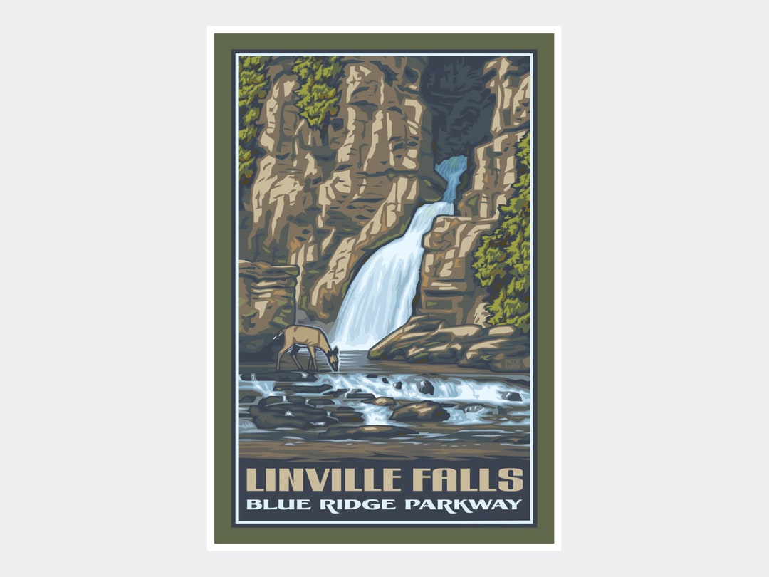 Linville Falls Giclee Art Print Poster From Travel Artwork by Artist ...