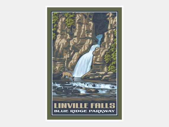 Linville Falls Giclee Art Print Poster From Travel Artwork by - Etsy