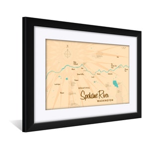 Spokane River Washington Map Giclee Art Print Poster From Illustration ...