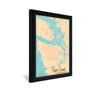 Puget Sound Washington Map Giclee Art Print Poster From Illustration by ...