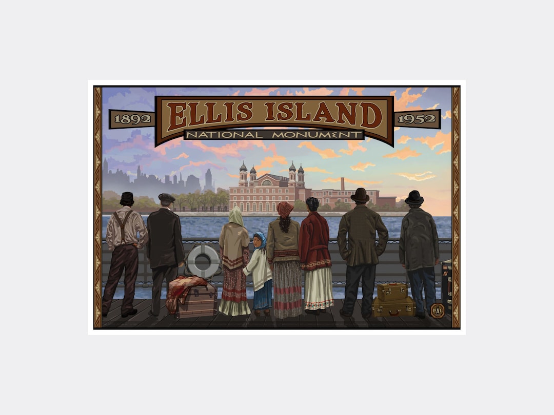 Ellis Island Art Print: Vintage Travel Poster by Paul A. Lanquist - Etsy