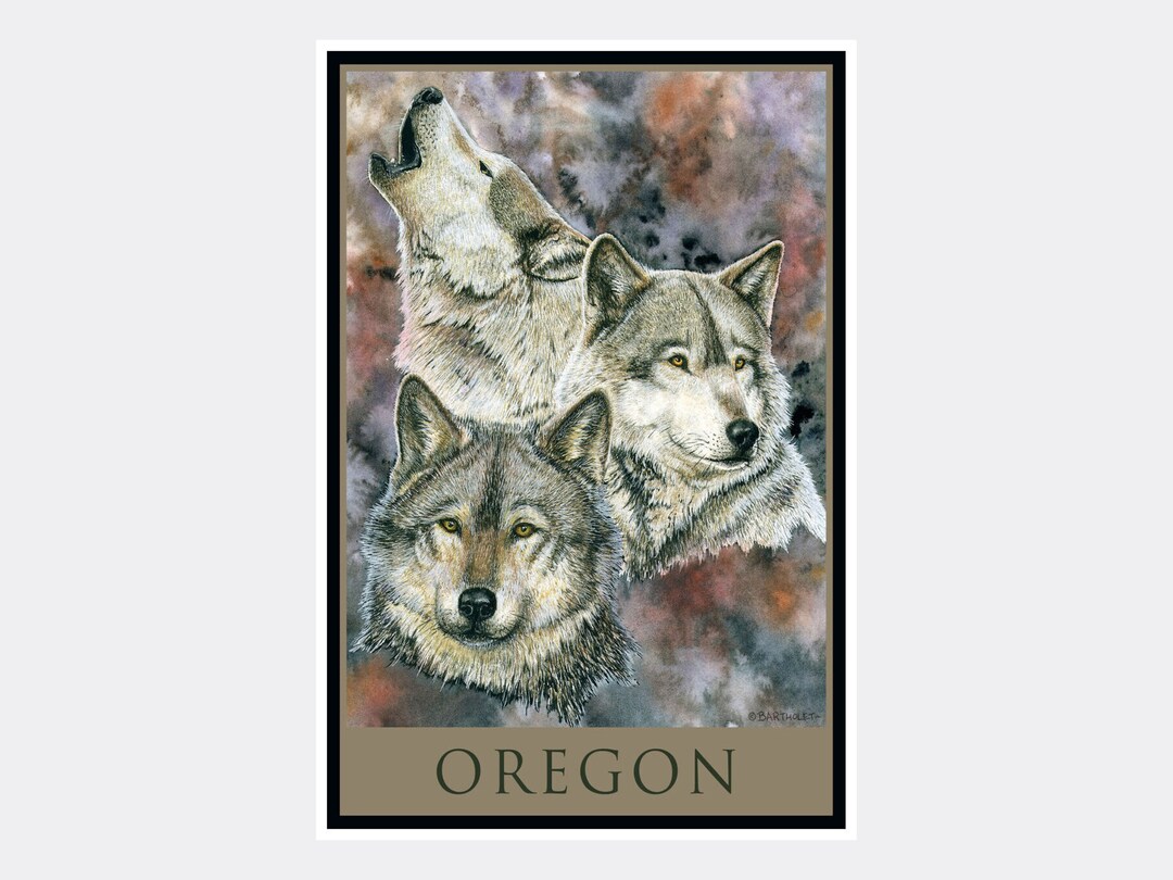 Howling Wolves Oregon Giclee Art Print Poster From Watercolor by Artist ...