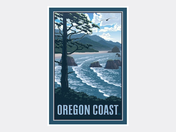 Oregon Coast Waves Giclee Art Print Poster by Artist Paul | Etsy