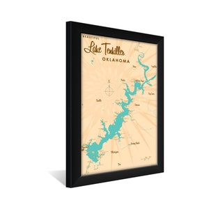 Lake Tenkiller Oklahoma Map Giclee Art Print Poster From Illustration ...