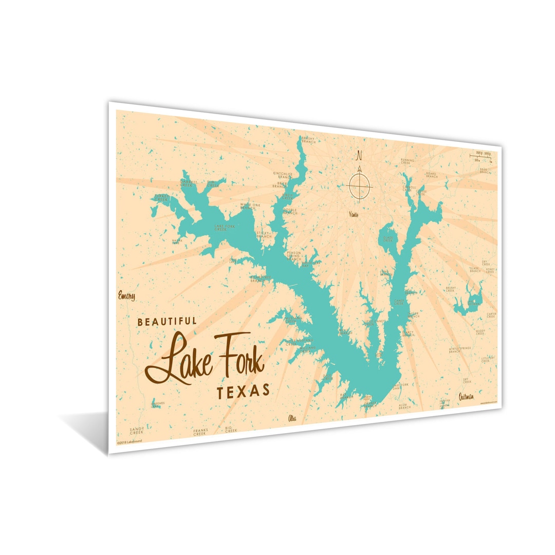 Lake Fork Texas Map Giclee Art Print Poster From Illustration by ...