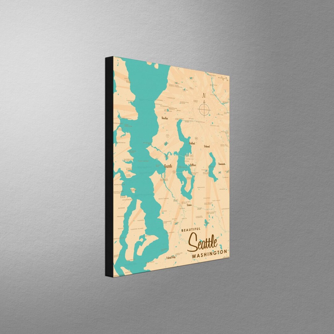 Seattle Washington Map Canvas, Pillow, Blanket From Illustration by ...