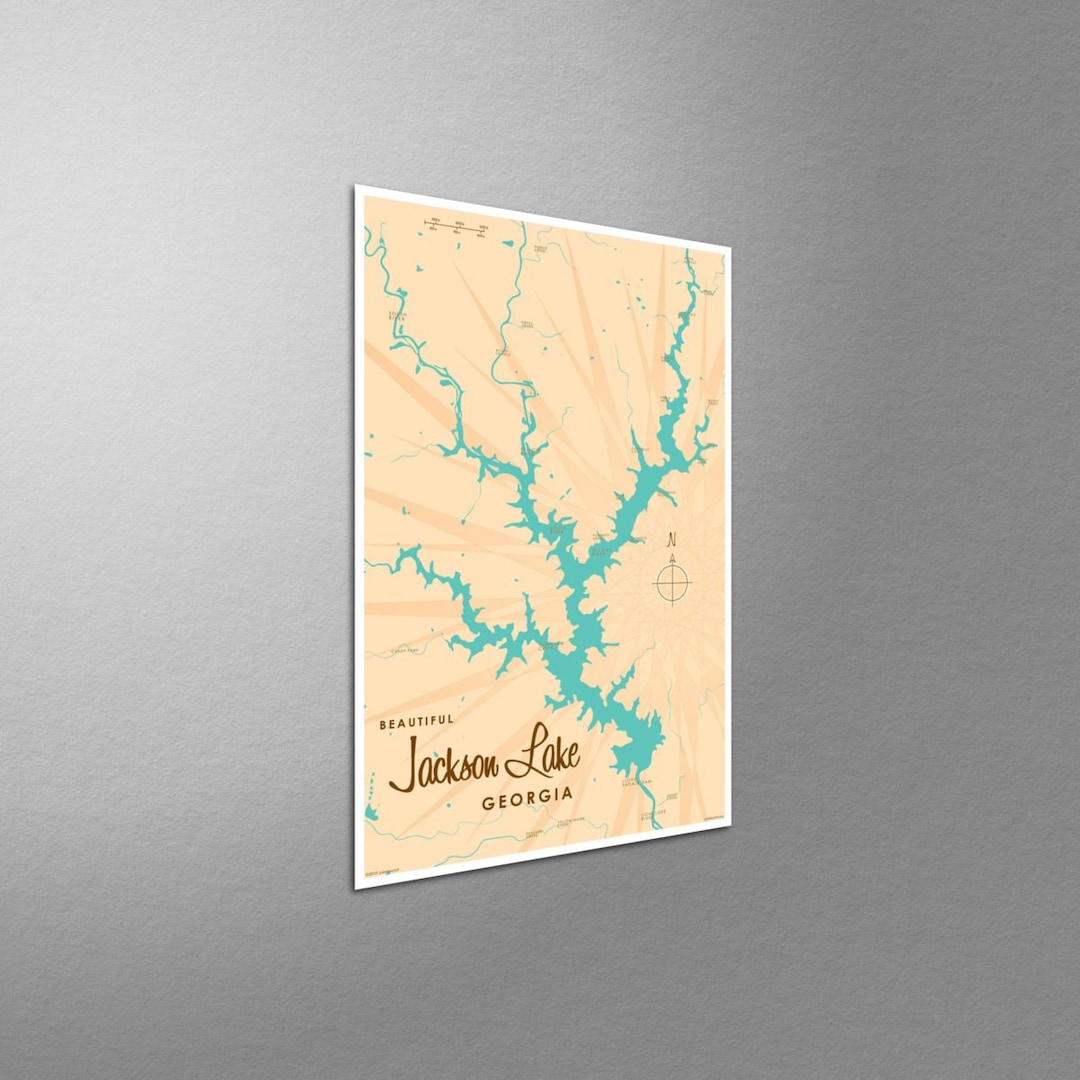 Jackson Lake Georgia Map Giclee Art Print Poster From Illustration by ...