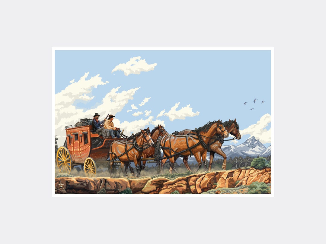 Mountain Stagecoach Giclee Art Print Poster From Travel Artwork by ...
