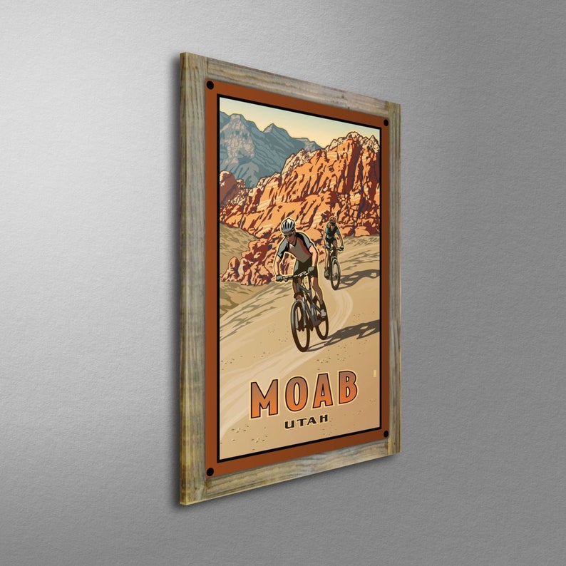 Moab Utah Bikers Giclee Art Print Poster From Travel Artwork - Etsy
