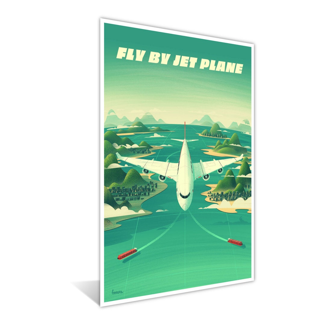 Jet Plane Travel Poster: Giclee Art Print by Brian Edward Miller - Etsy