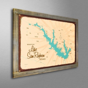 Lake Sam Rayburn Texas Map Giclee Art Print Poster From Illustration by ...