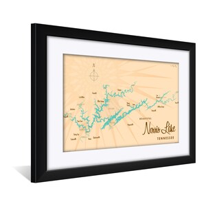 Norris Lake Tennessee Map Giclee Art Print Poster From Illustration by ...