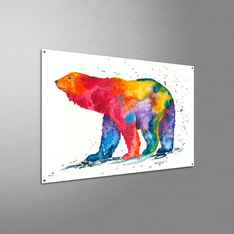 Rainbow Polar Bear Giclee Art Print Poster From Original | Etsy