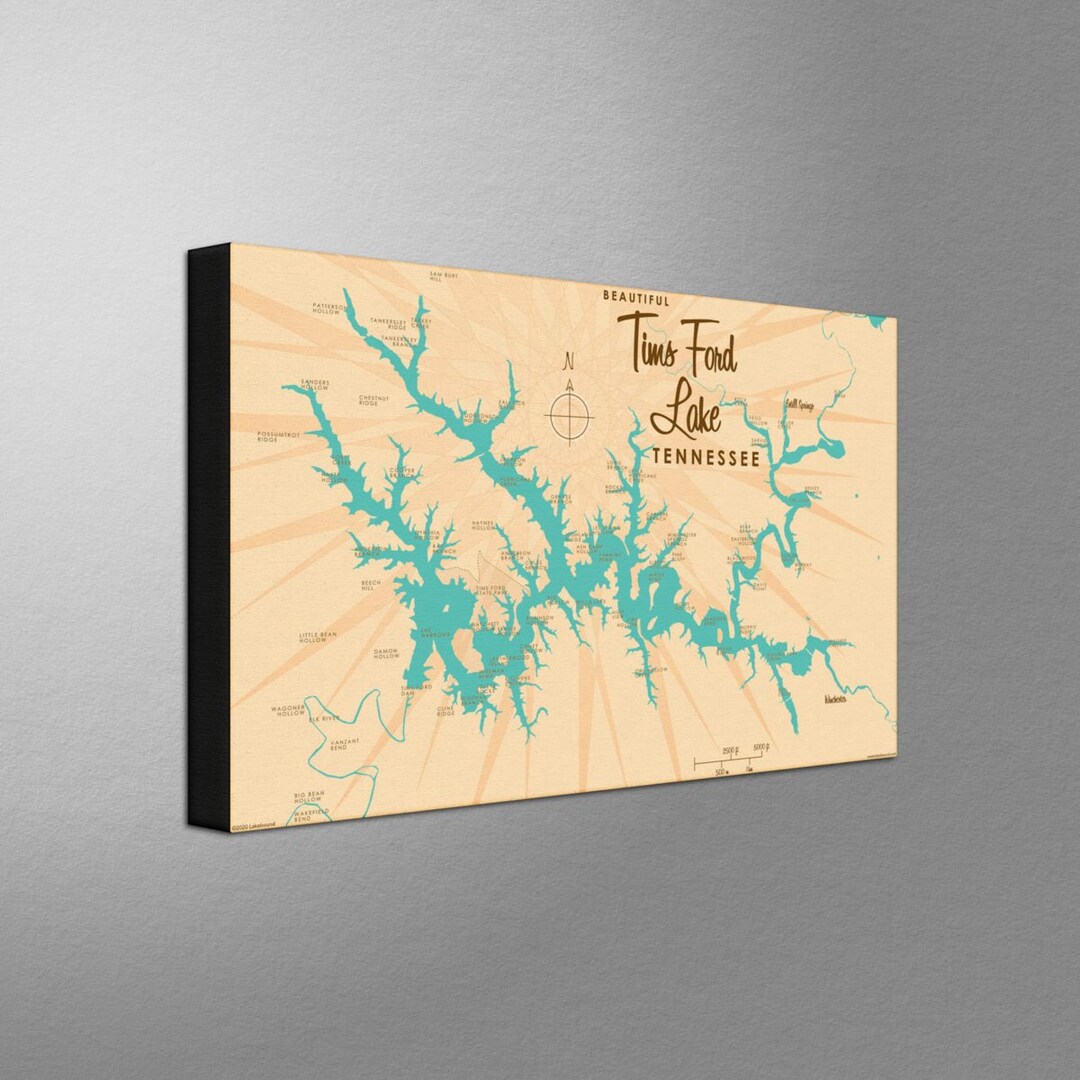 Tims Ford Lake Tennessee Map Canvas, Pillow, Blanket From Illustration ...